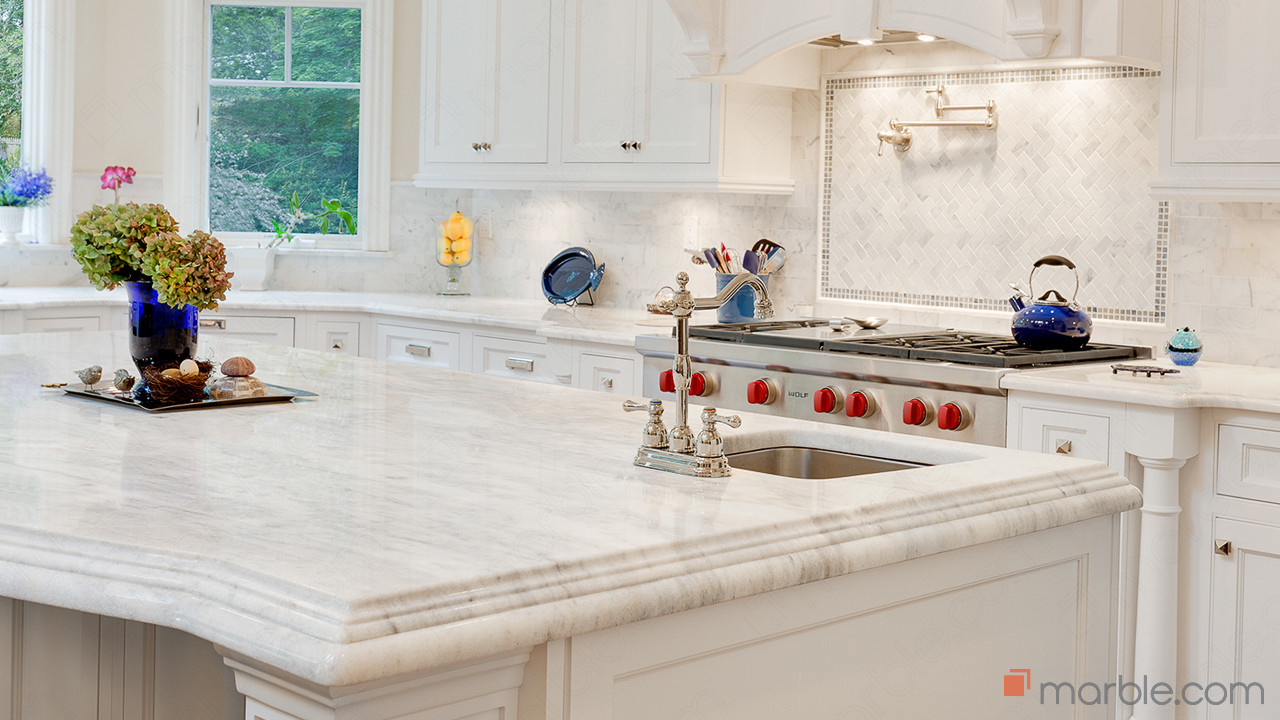 Classic White Quartzite Countertop In A Beautiful Dream Kitchen ...