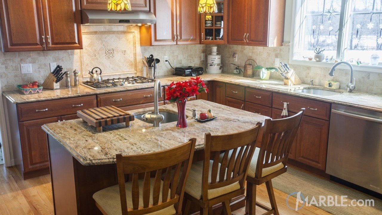 Lady Dream Granite Kitchen Countertop with Kitchen Island | Marble.com