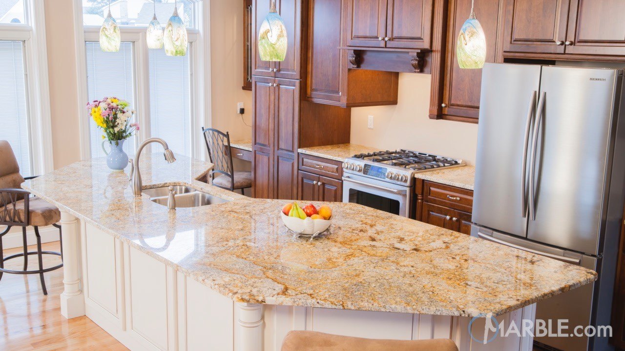 Golden Silver Kitchen Granite Countertops | Marble.com
