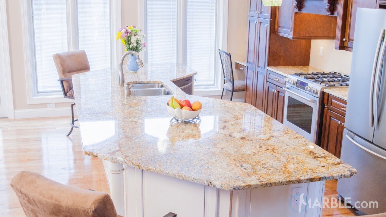 Golden Silver Kitchen Granite Countertops | Marble.com