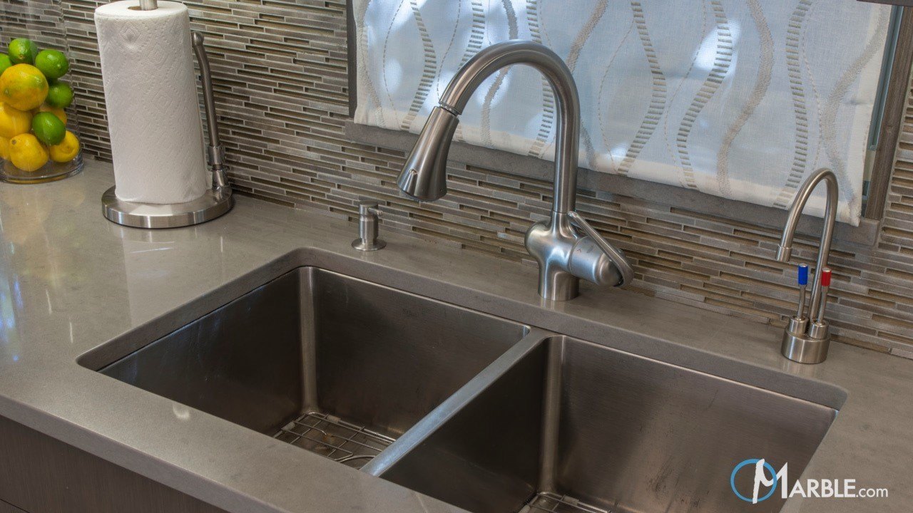 Pebble and Ravel Quartz Kitchen Countertops | Marble.com