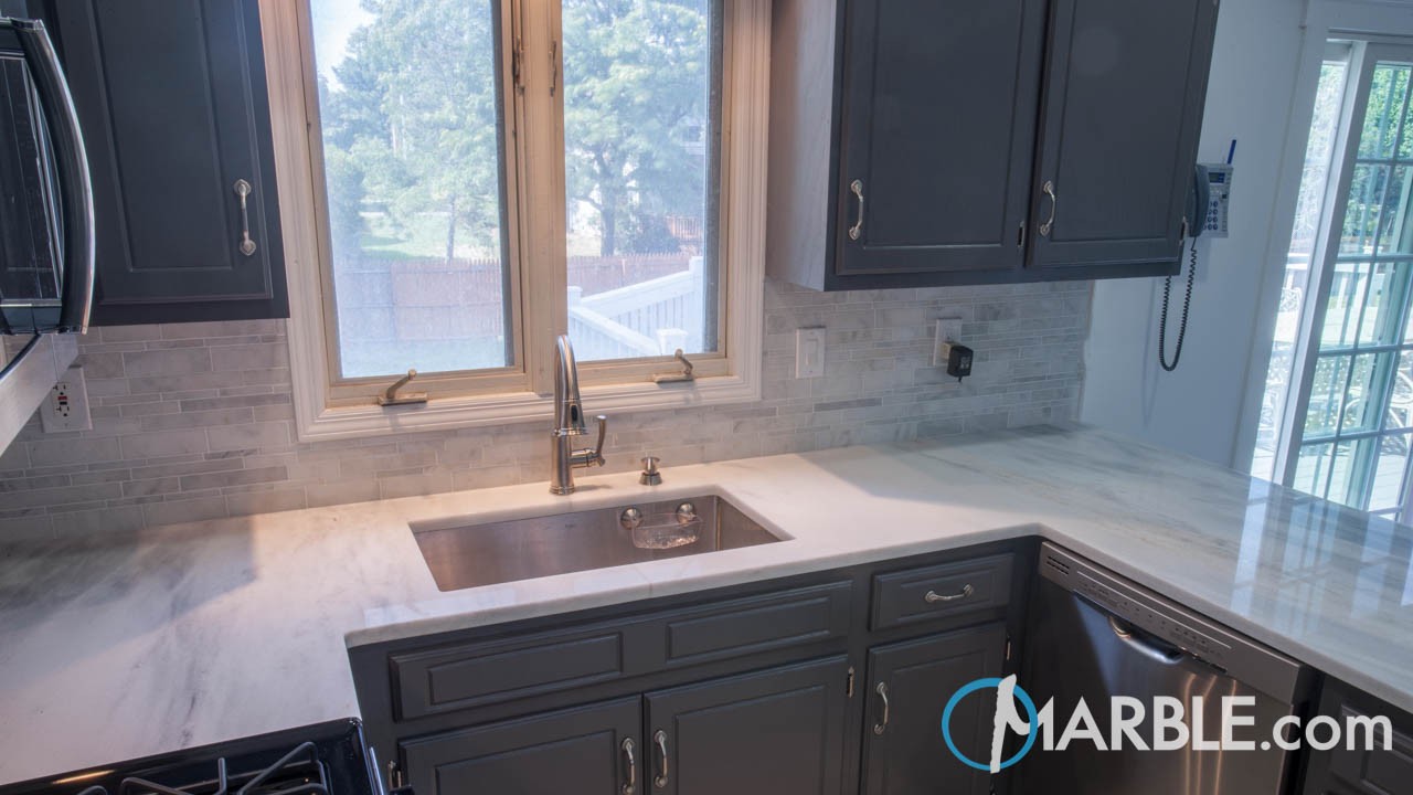 Cirrus White Quartzite Kitchen Countertops | Marble.com