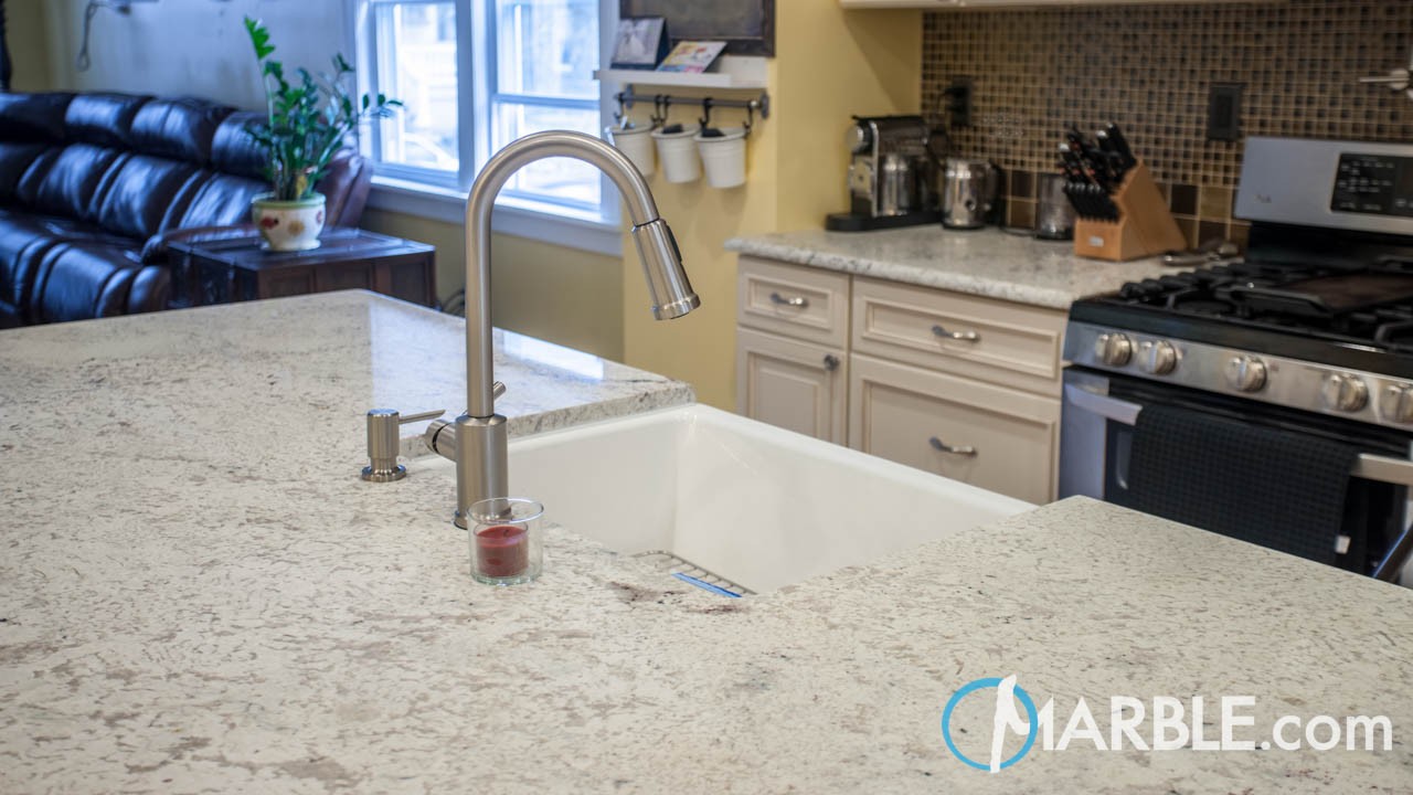 Bianco Romano Granite Kitchen Countertops | Marble.com