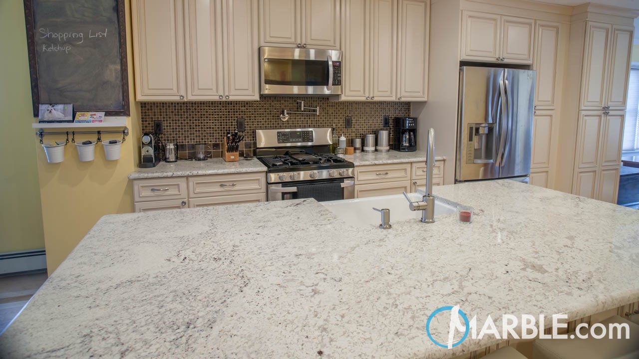 Bianco Romano Granite Kitchen Countertops | Marble.com