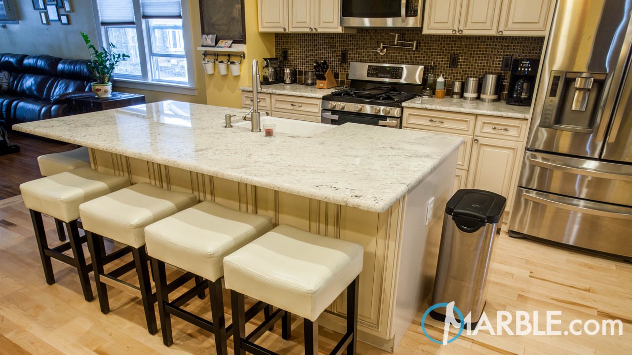 Bianco Romano Granite Kitchen Countertops | Marble.com