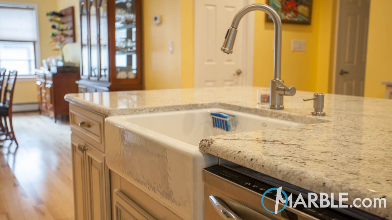 Bianco Romano Granite Kitchen Countertops | Marble.com